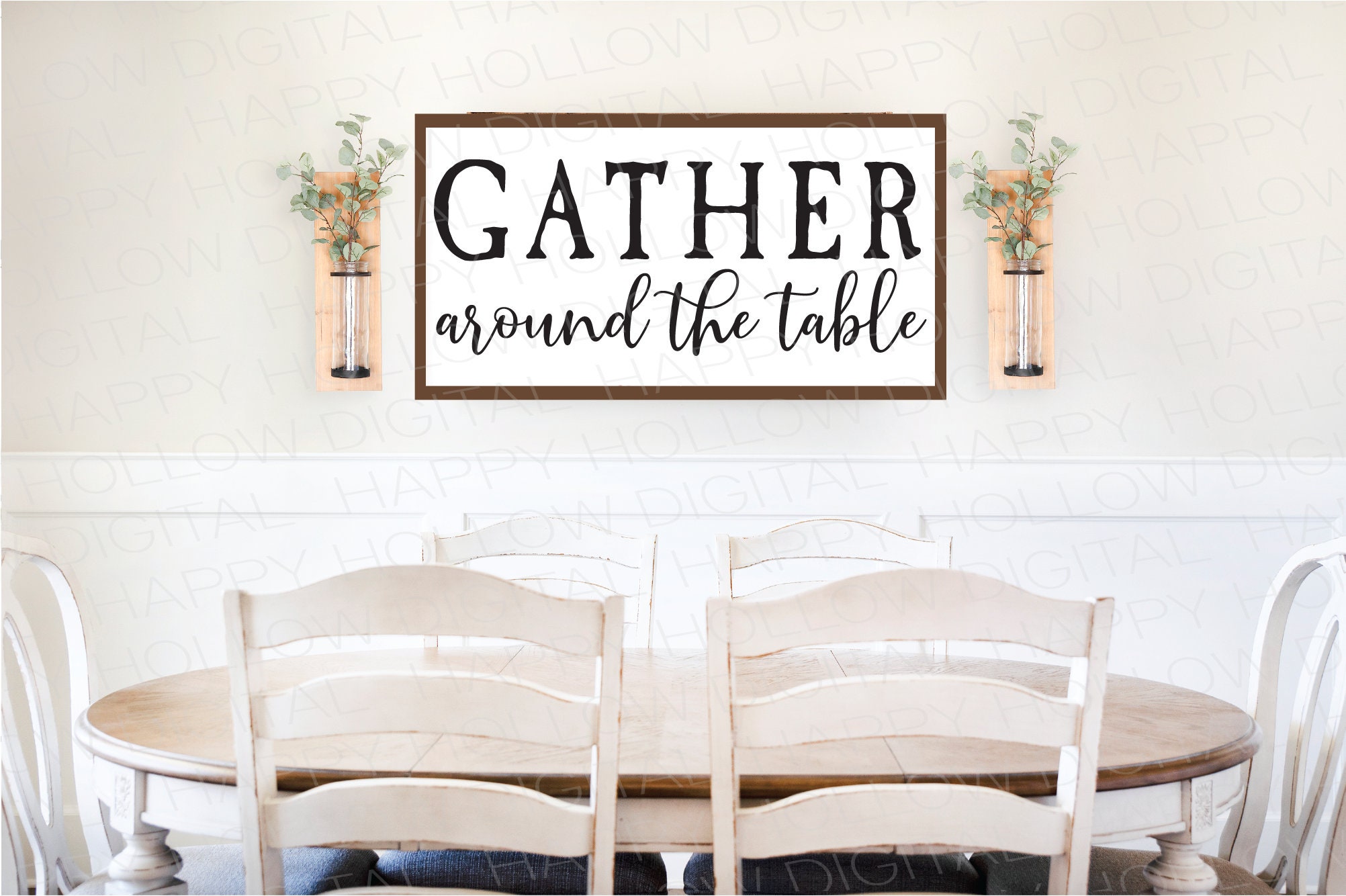 Gather Around the Table SVG Dining Room Art Farmhouse Sign Kitchen ...