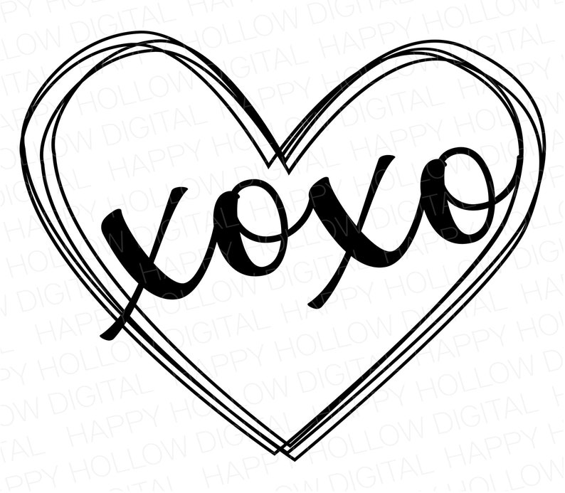 XOXO Heart Svg Instant Download Valentines Day Gifts - Etsy