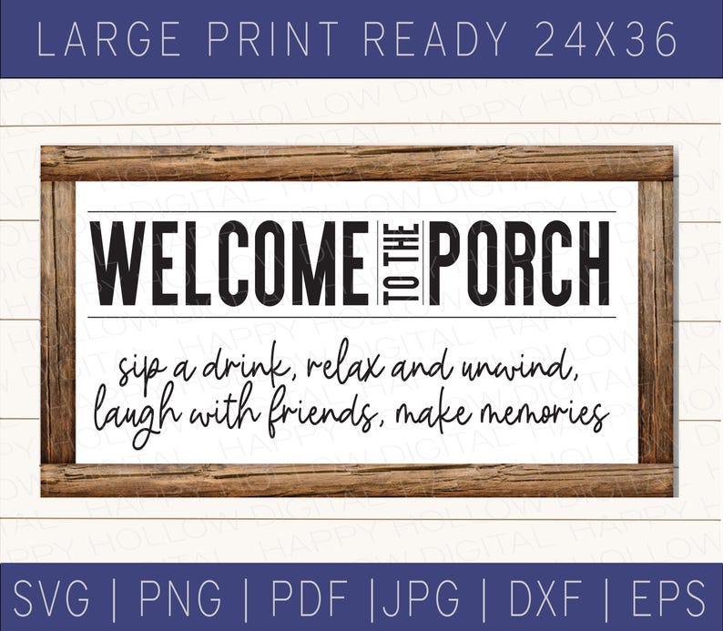 Welcome Porch Sign SVG: Outdoor Decor, Large Print Wall Art (digital ...