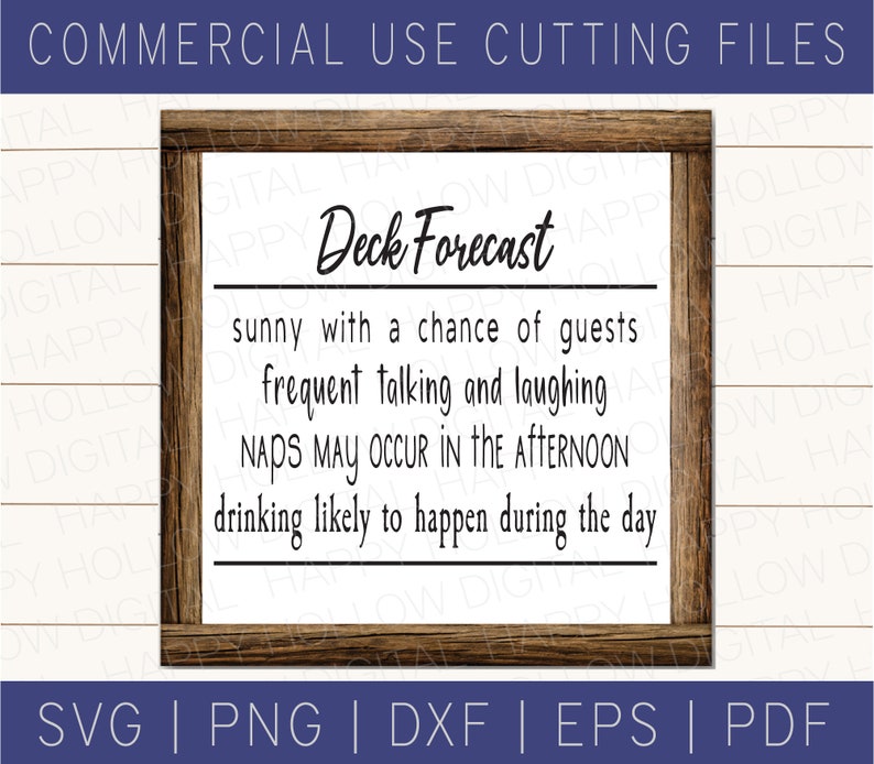 Deck Forecast Funny SVG Deck Sign SVG Outdoor Pillow Deck Welcome Sign ...