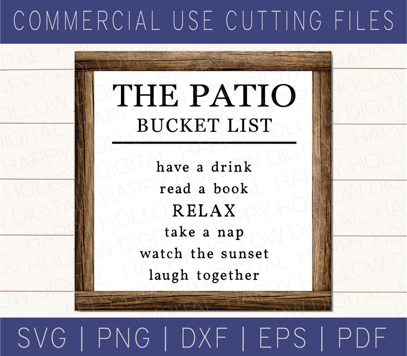 Bucket List SVG - Patio Sign SVG - Patio Decor - Bucket List Sign ...