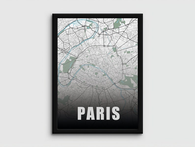 Paris Map Digital Download, Printable Wall Art, City Map Poster, Home ...