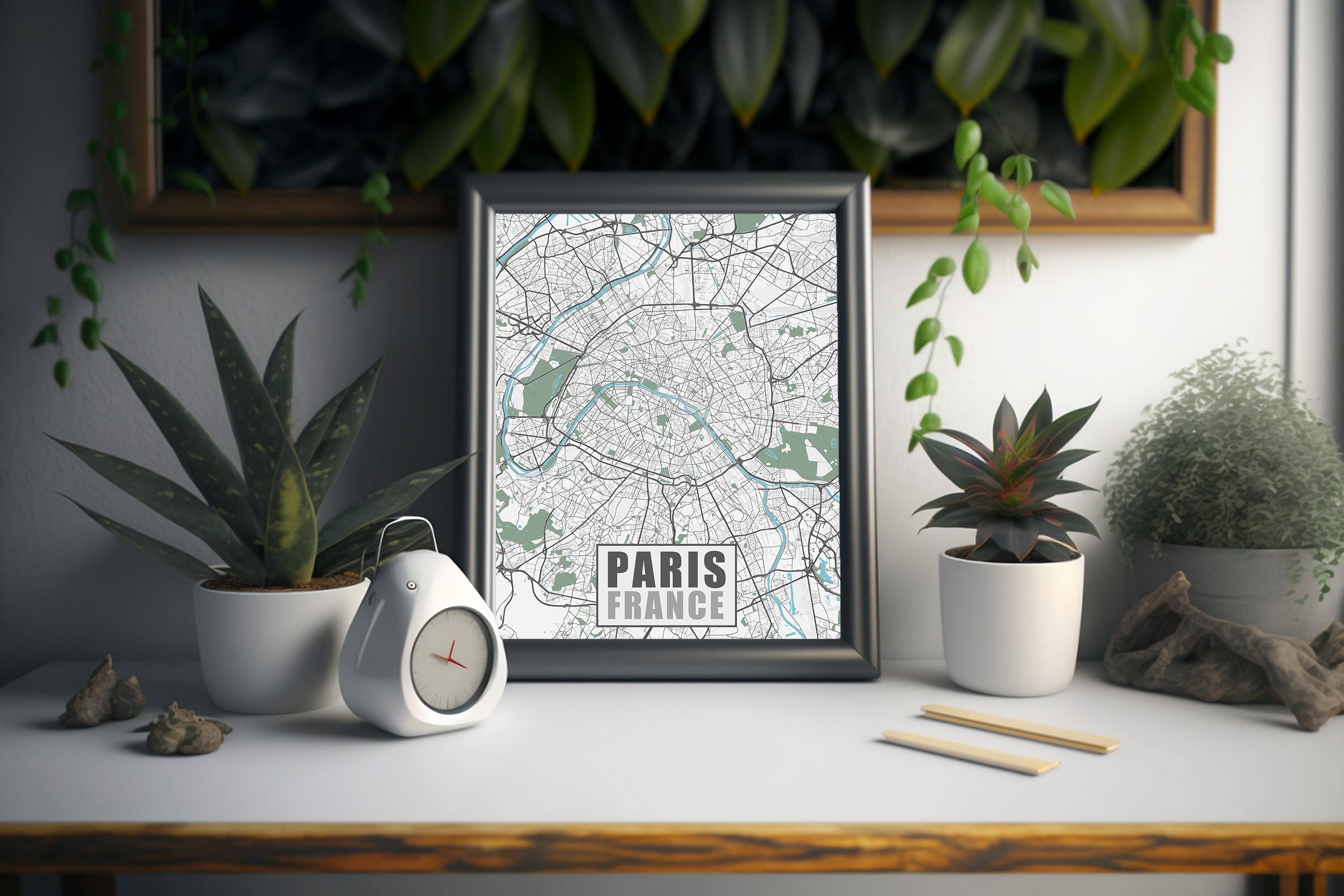 Paris Map Digital Download Printable Wall Art City Map - Etsy