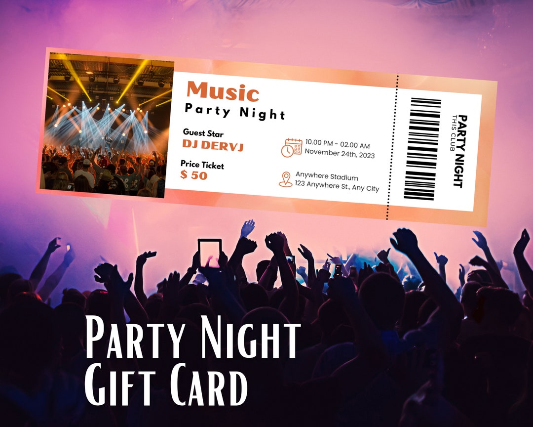 Party Ticket Template Editable Printable Event Ticket Custom - Etsy