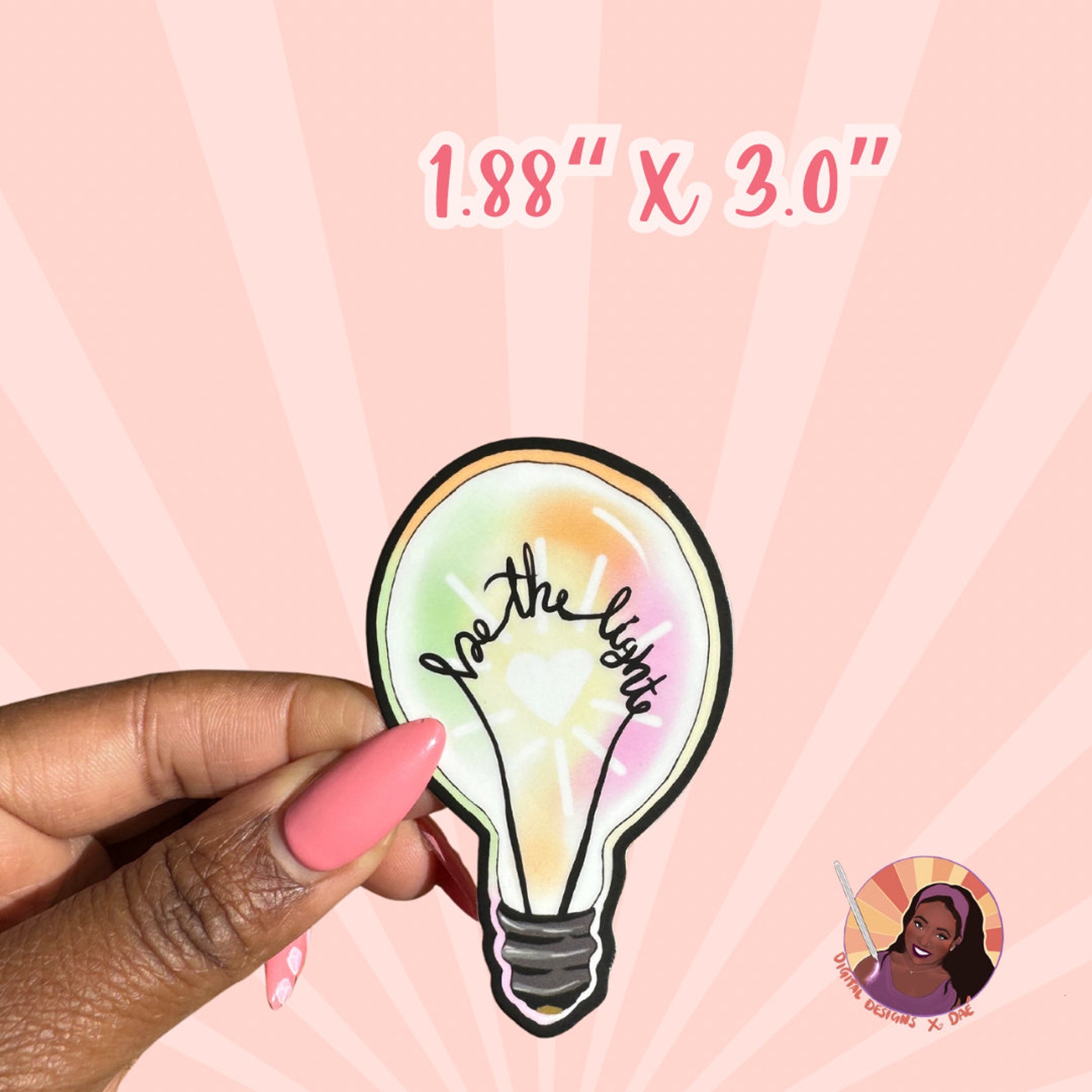 Colorful Lightbulb, Be the Light Sticker |lightbulb Sticker ...