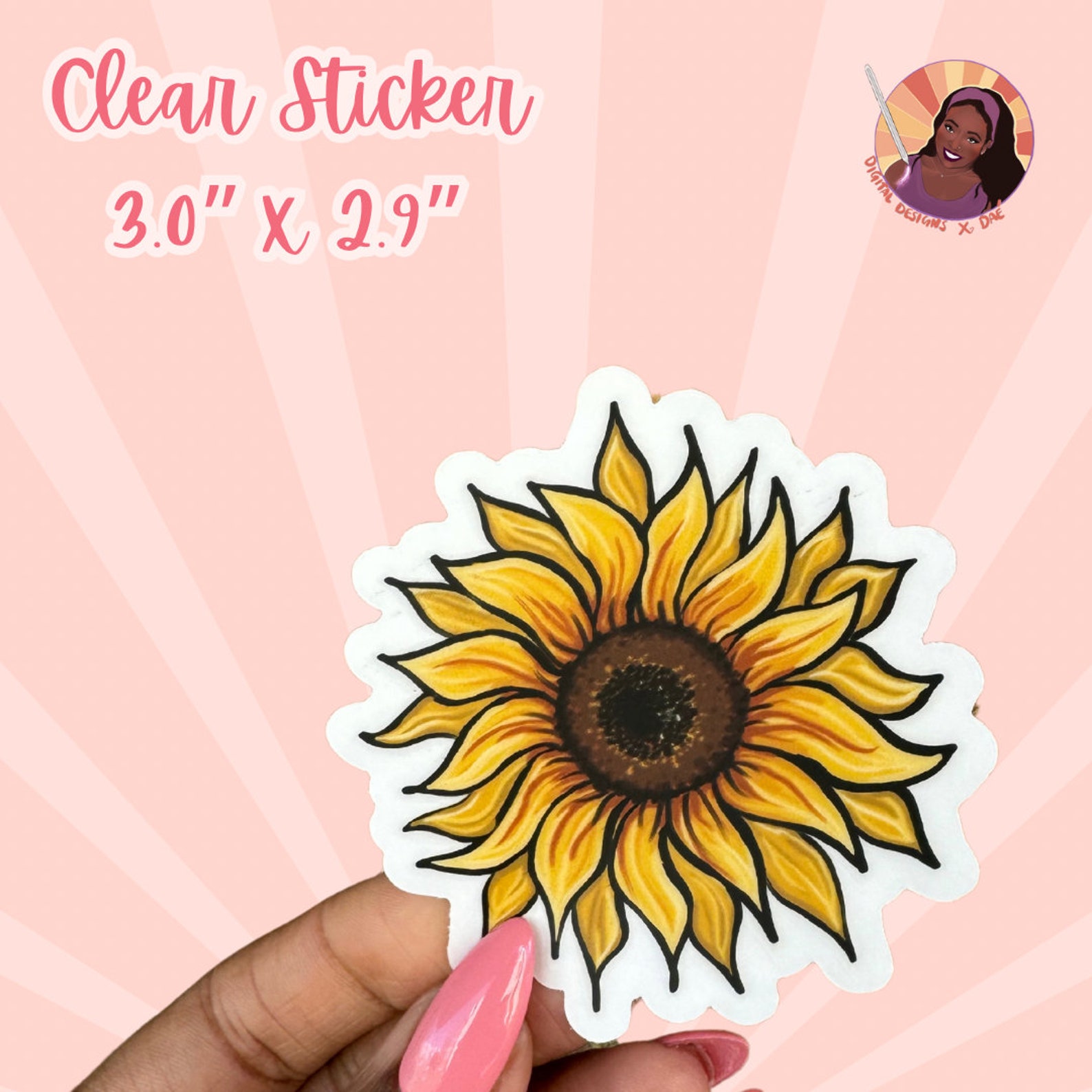 Sunflower Sticker |clear Background Sticker | Waterproof Vinyl Sticker ...