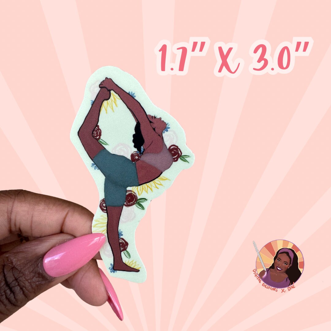 Stretch Pose Sticker | Flowers Sticker | Waterproof Vinyl Sticker - Etsy