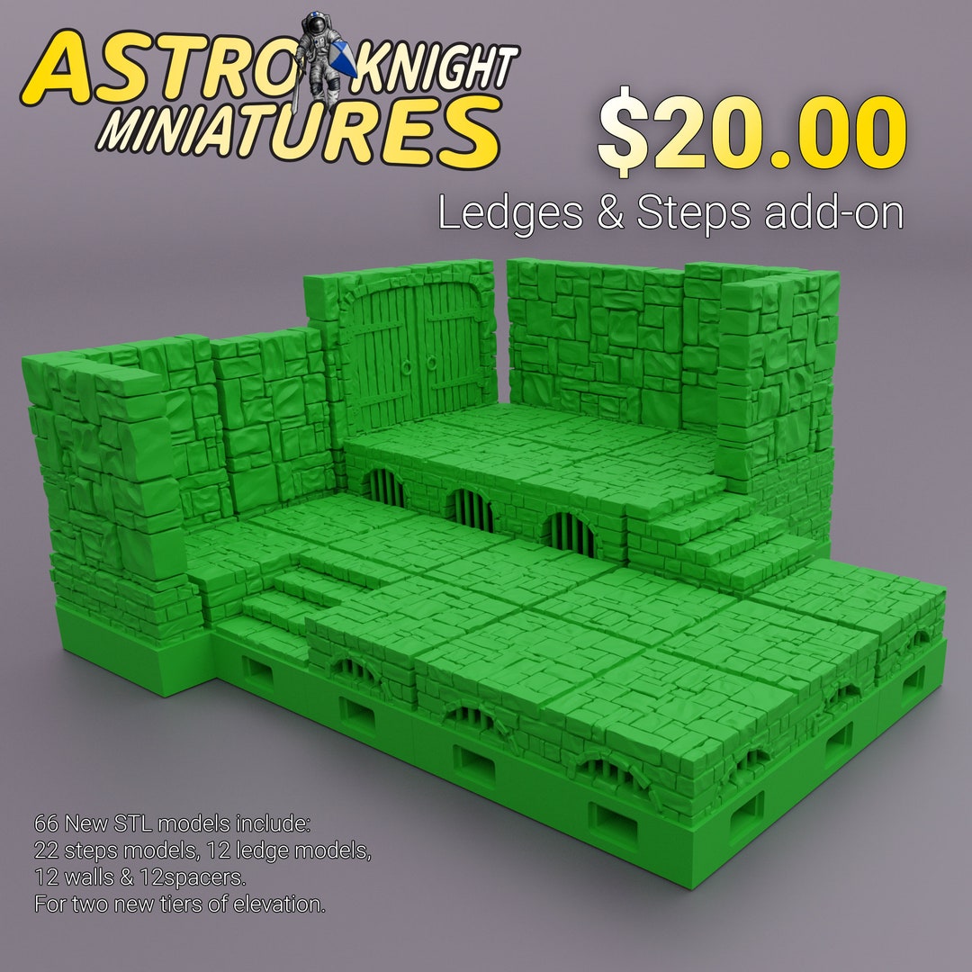Steps & Ledges Dungeon Tile STL Models Add-on - Etsy