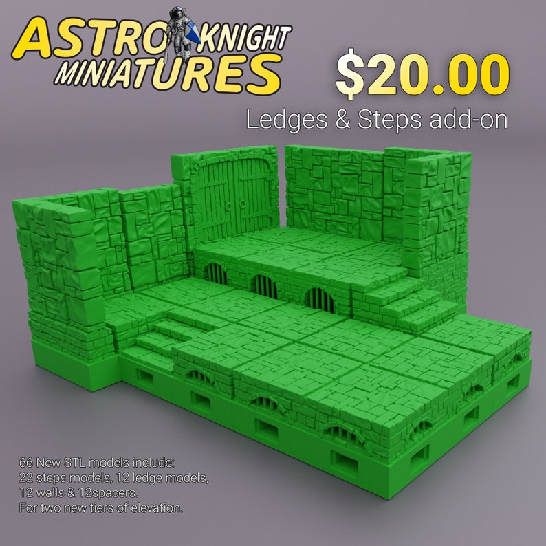 Steps & Ledges Dungeon Tile STL Models Add-on - Etsy