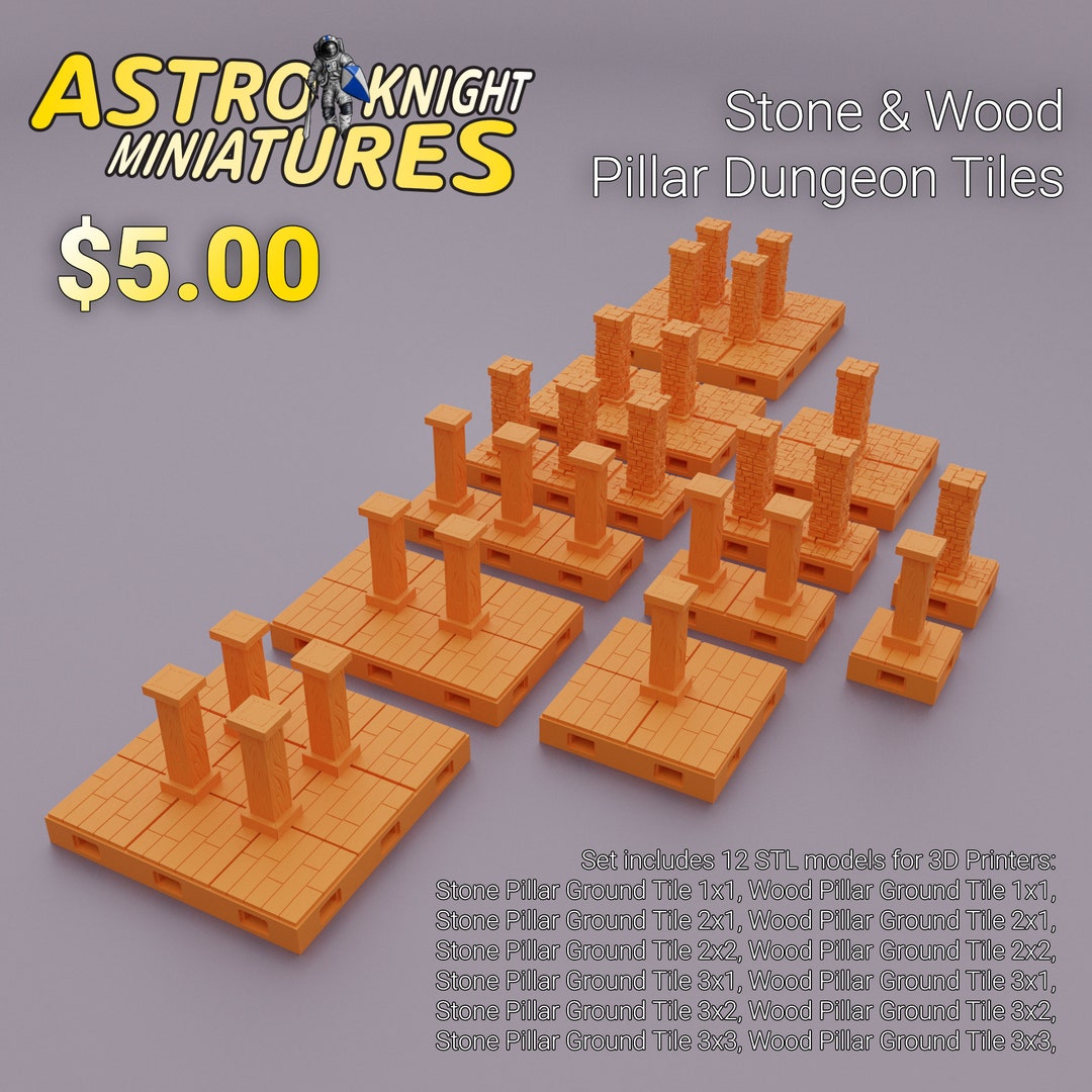 Stone & Wood Pillar Add-on Table Top Gaming Tile 3D Printer STL Files ...