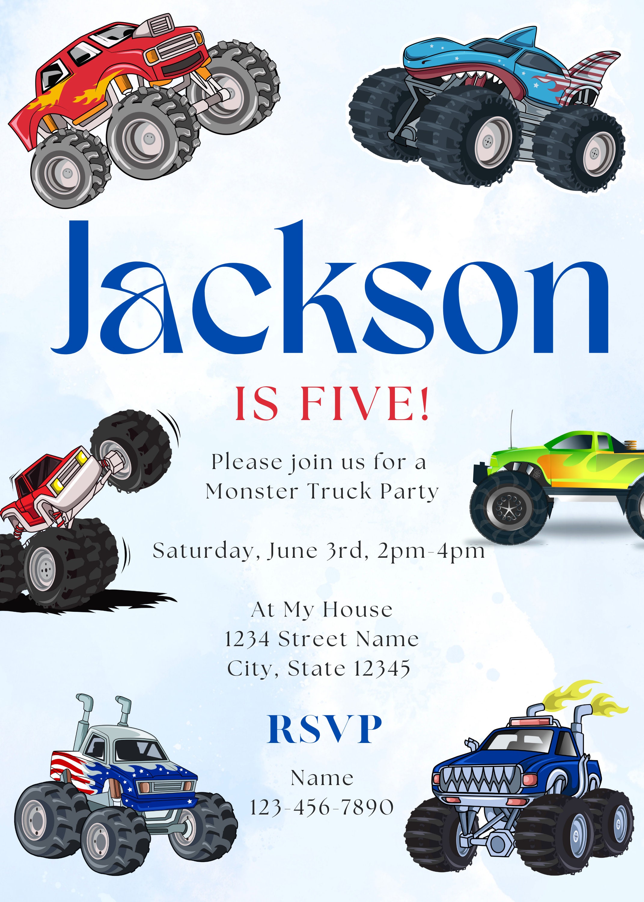 Monster Truck Birthday Invitation - Etsy