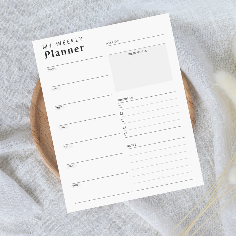Weekly to Do List Printable, Minimalist Weekly Planner Week on One Page ...