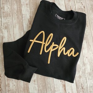 Alpha Sweatshirt Embroidered With 3D Puff Embroidery - Etsy
