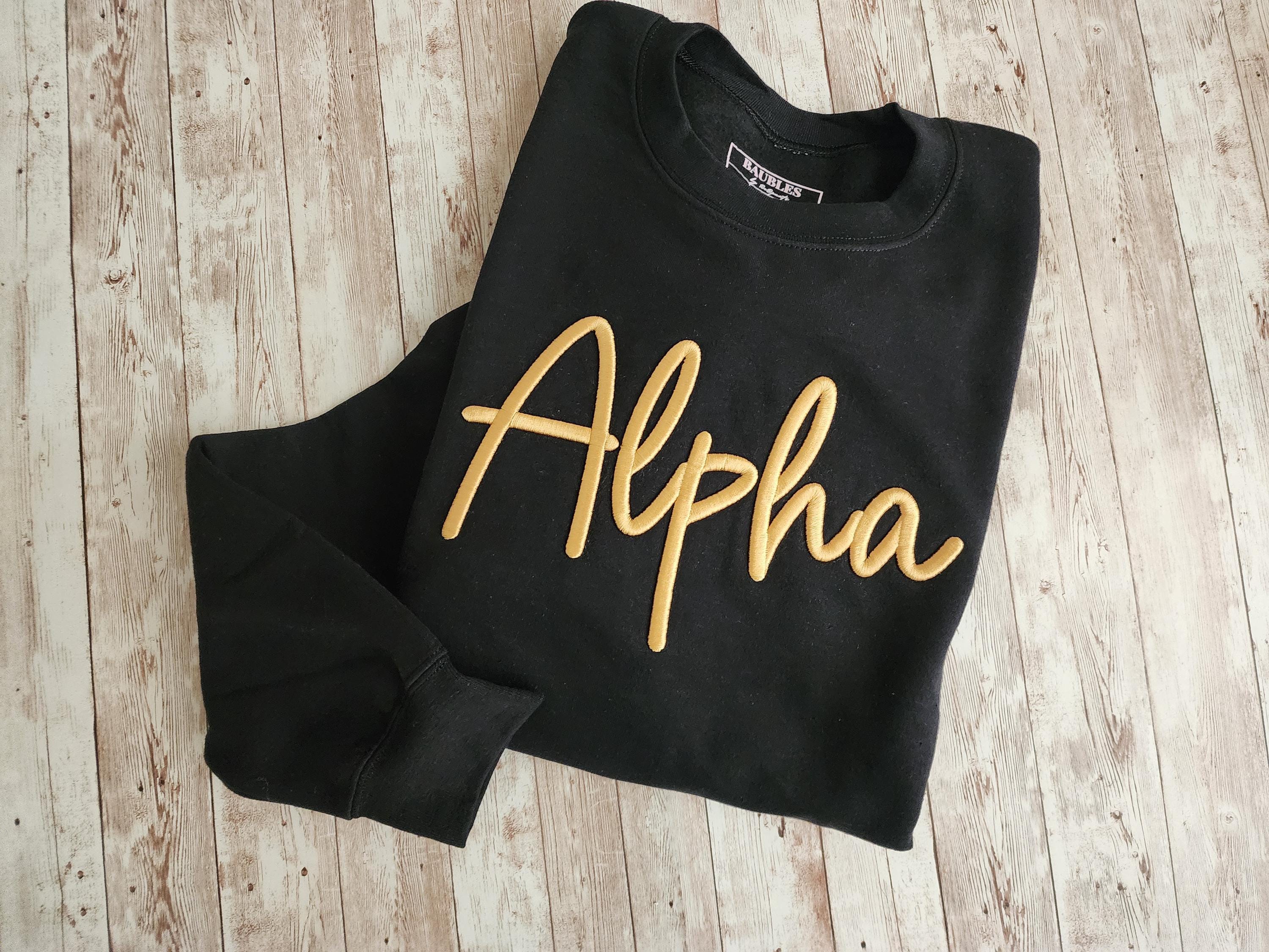 Alpha Sweatshirt Embroidered With 3D Puff Embroidery - Etsy