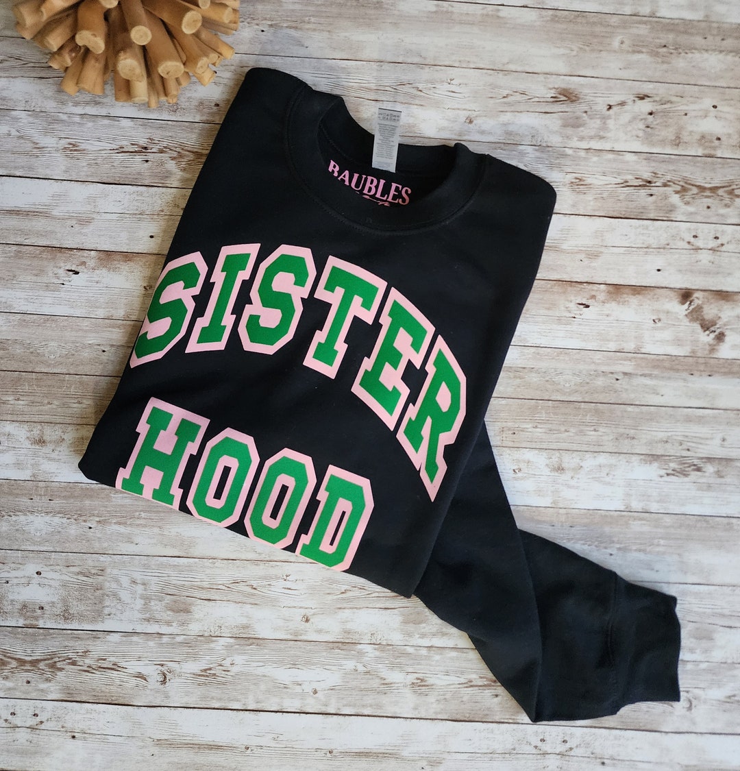 Sisterhood Sweatshirt - Sorority Gift Pink and Green Fleece Shirt - Etsy