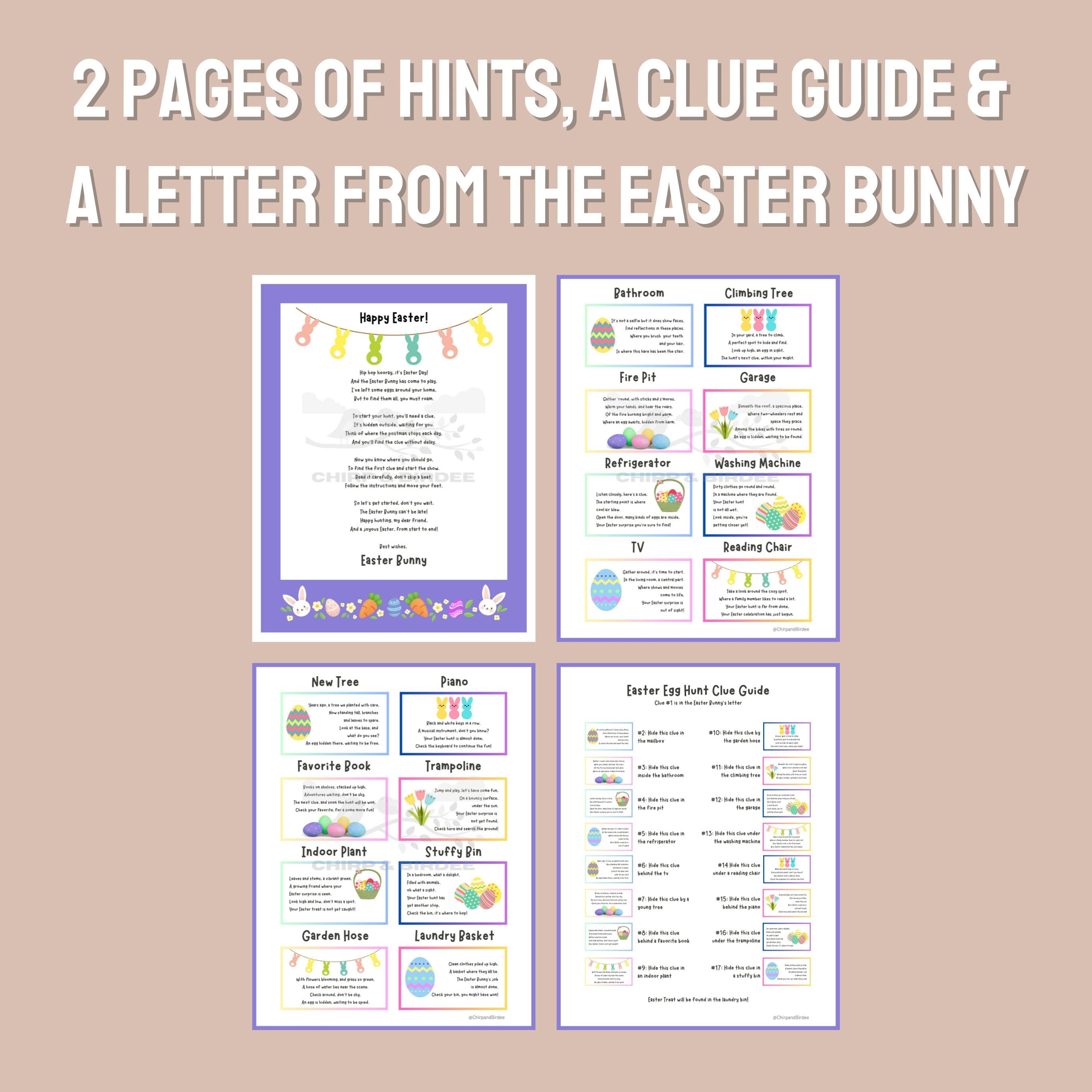 Easter Scavenger Hunt, Indoor/outdoor Clues for 17 LOCATIONS, Easter ...