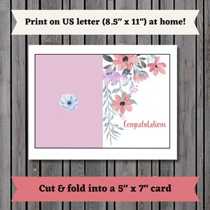 Printable Congratulations Card, Printable Floral Congrats Card, Best ...