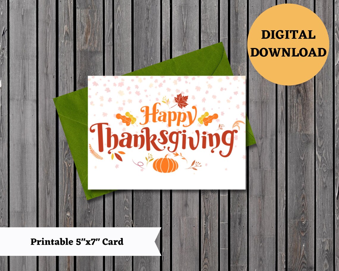 Printable Thanksgiving Card, Autumn Turkey Card, Holiday Wishes Card ...
