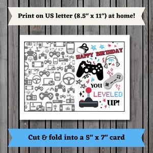 Video Game Birthday Card, Gamer Birthday Card, Printable Birthday ...