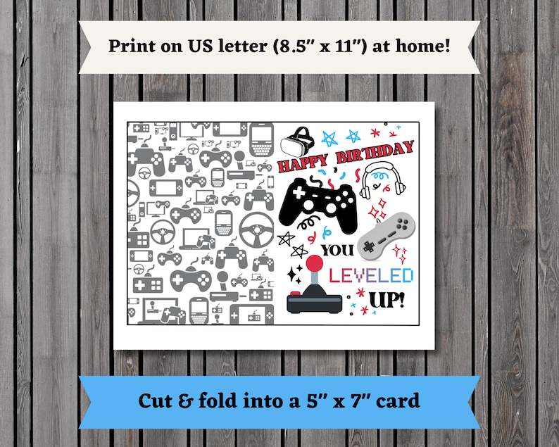 Video Game Birthday Card, Gamer Birthday Card, Printable Birthday ...