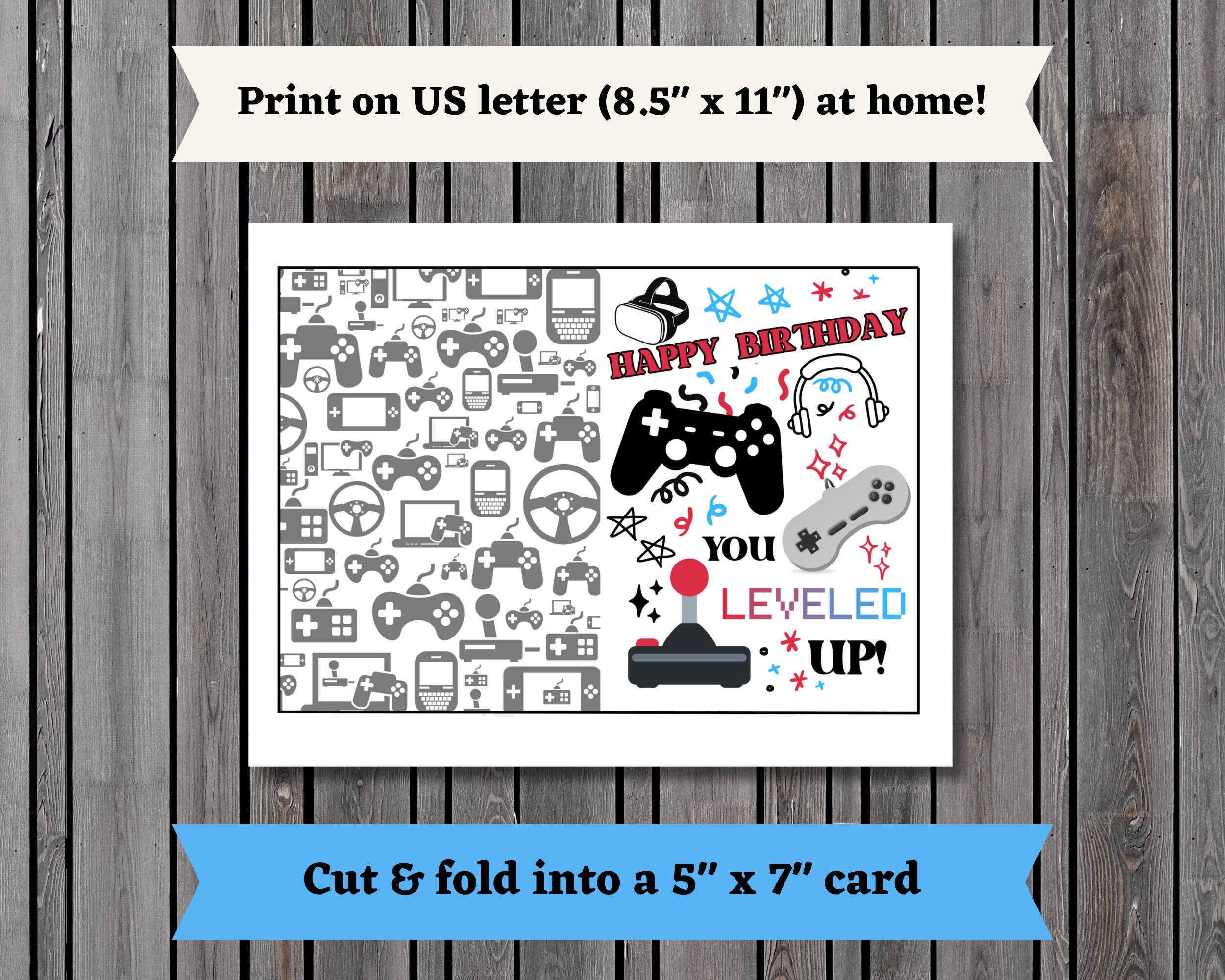 Video Game Birthday Card, Gamer Birthday Card, Printable Birthday ...