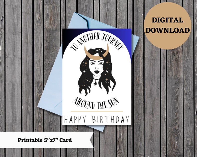 Printable Celestial Birthday Card, Sun Birthday Card, Birthday Wishes ...
