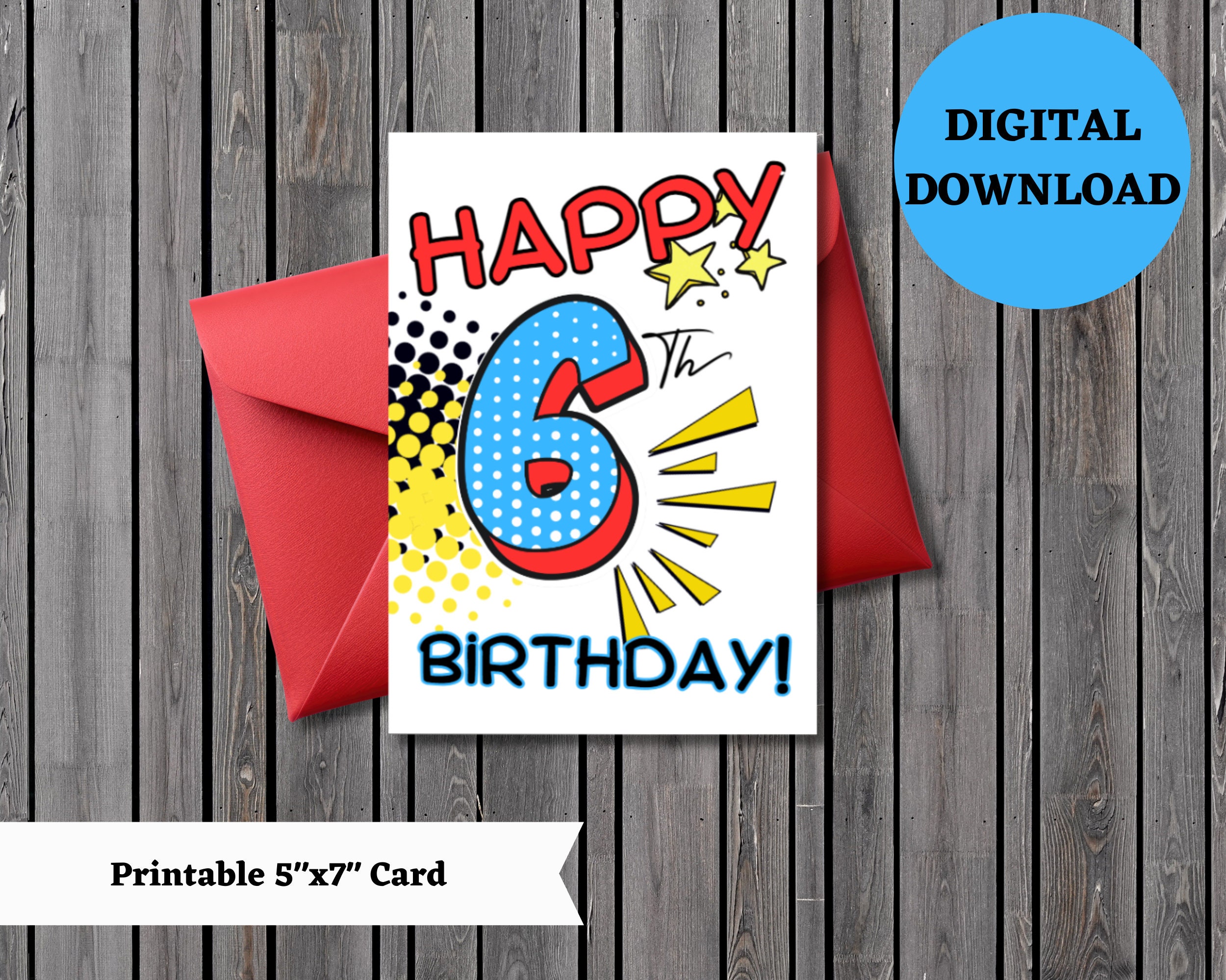 Printable Birthday Card, 6th, 5th, 4th Comic Birthday Card, Birthday ...