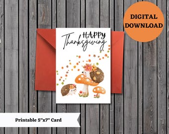 Printable Thanksgiving Card, Autumn Greetings Card, Holiday Wishes Card ...