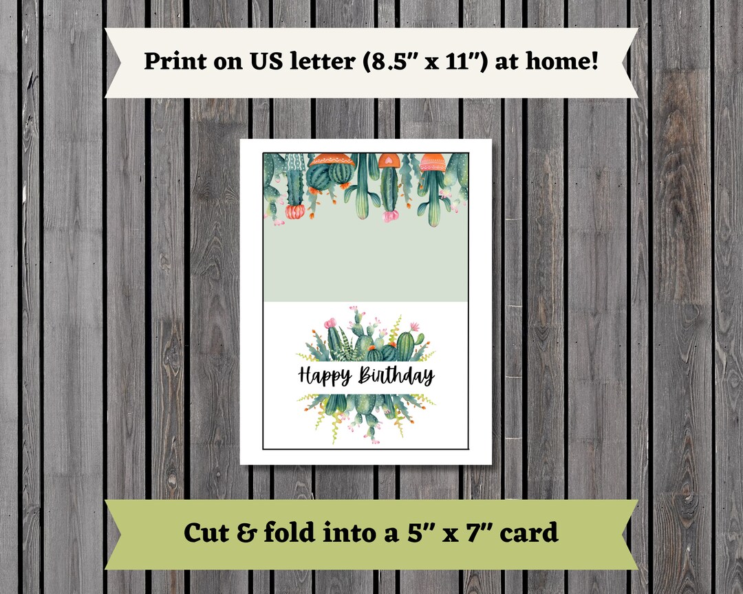 Printable Birthday Card, Succulent Birthday Card, Birthday Wishes Card ...