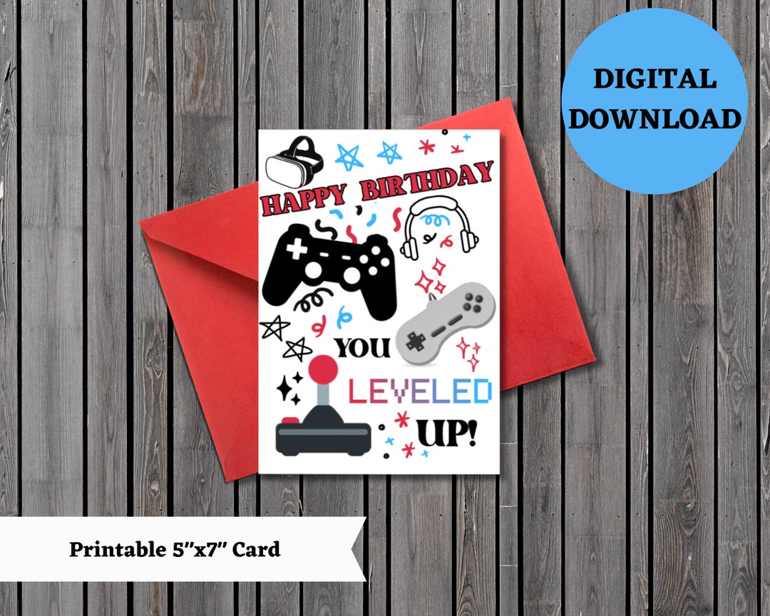 Video Game Birthday Card, Gamer Birthday Card, Printable Birthday ...