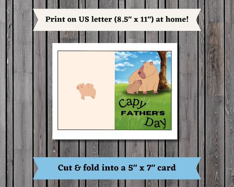 Printable Father's Day Capybara Card, Dad Card, Blank 5x7 Card, Instant ...