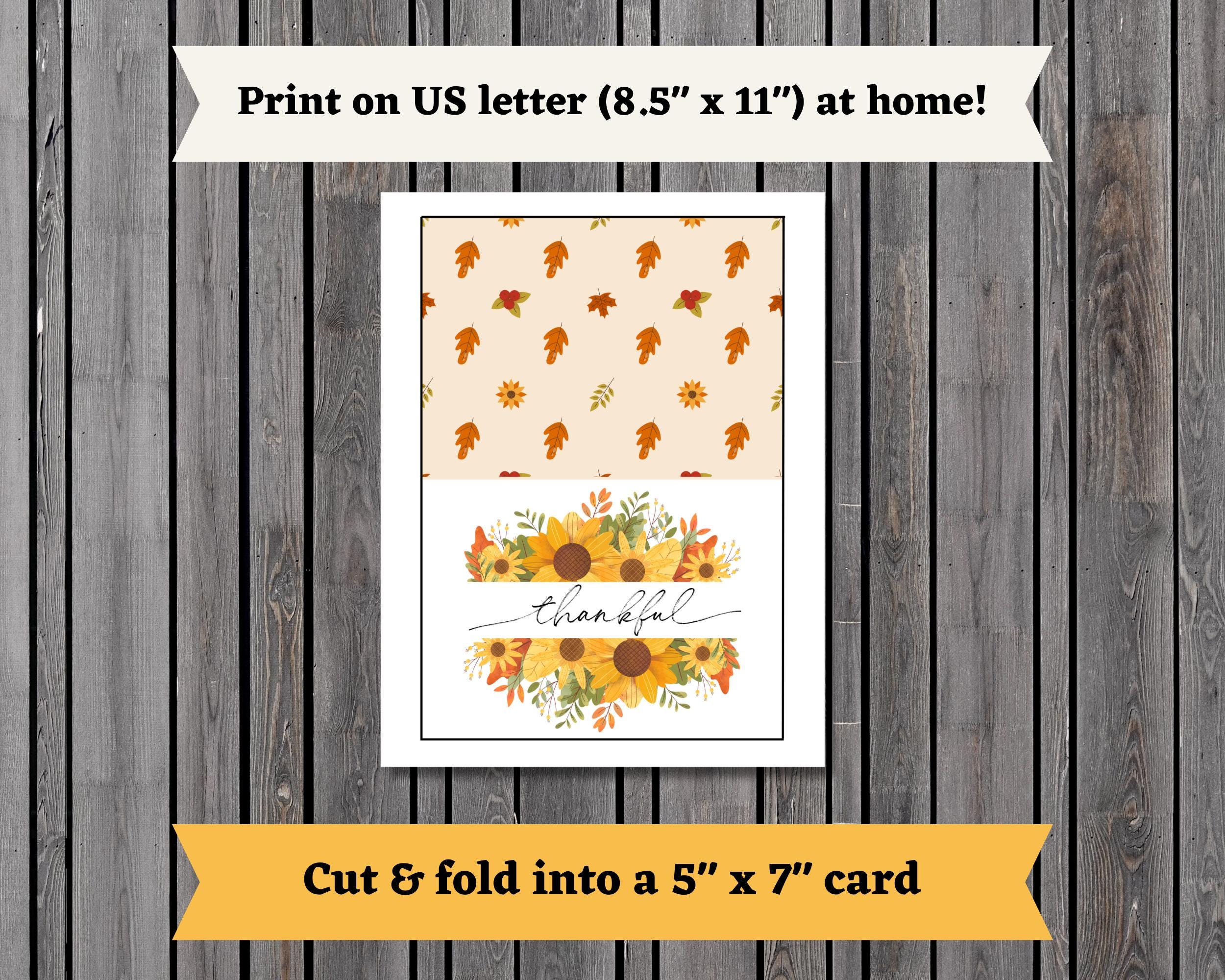 Printable Thanksgiving Card, Autumn Greetings Card, Holiday Wishes Card ...