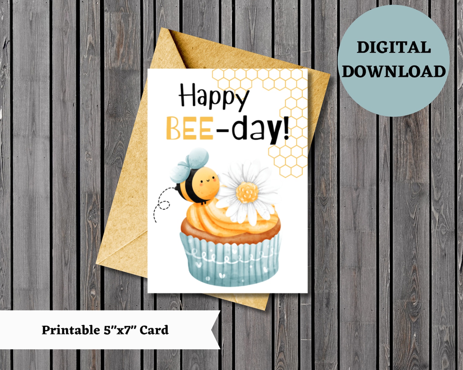 Printable Birthday Card, Bee Birthday Card, Birthday Wishes Card, Cute ...