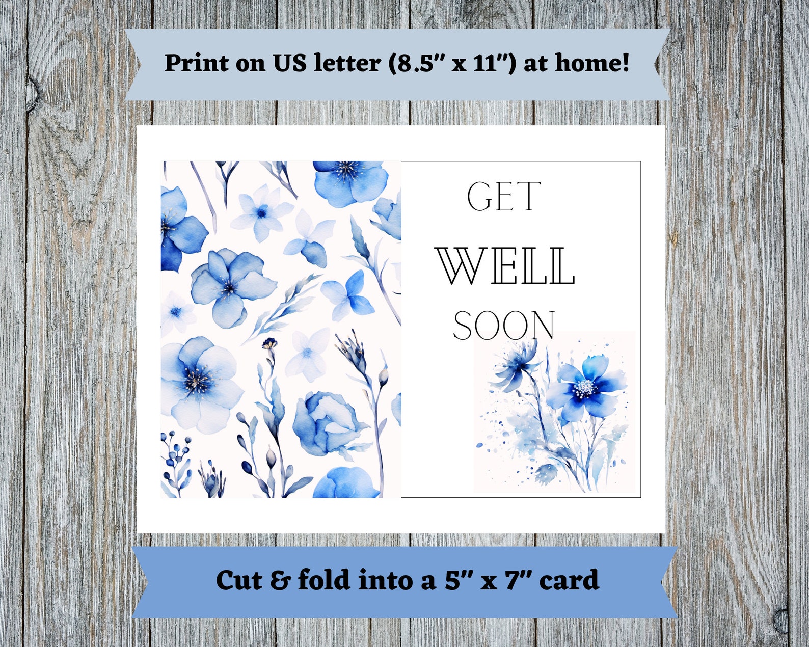 Printable Get Well Card, Encouragement Card, Sympathy Card, Best Wishes ...