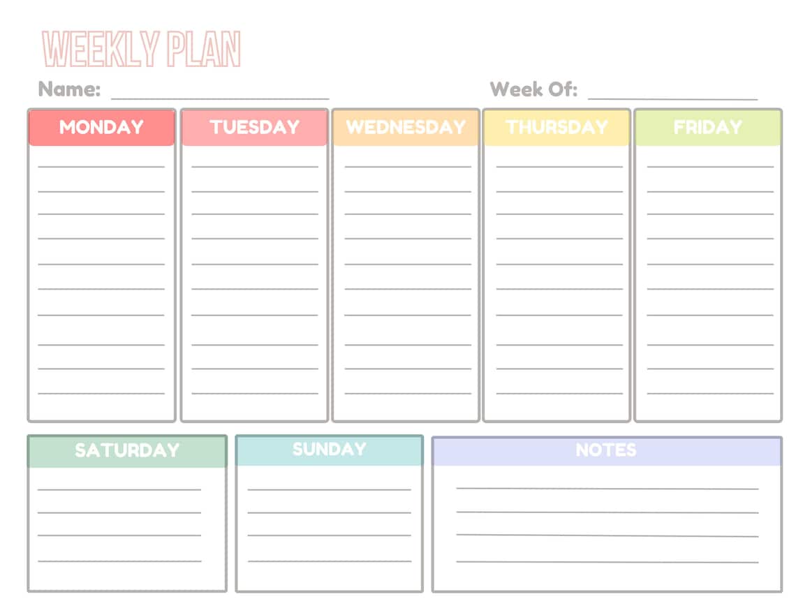 Printable Weekly Schedule for Kids, Homeschool Weekly Schedule, Weekly ...