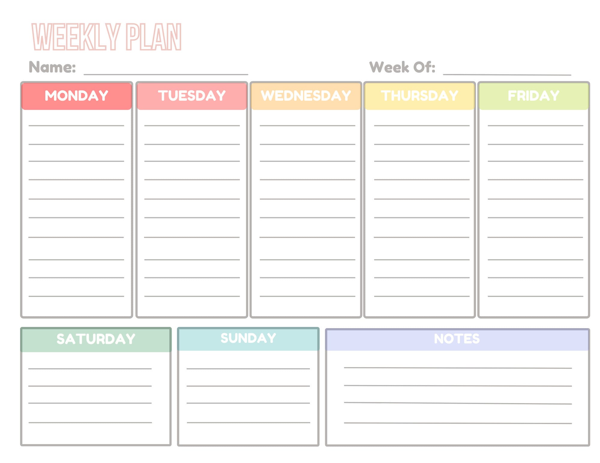 Printable Weekly Schedule for Kids, Homeschool Weekly Schedule, Weekly ...