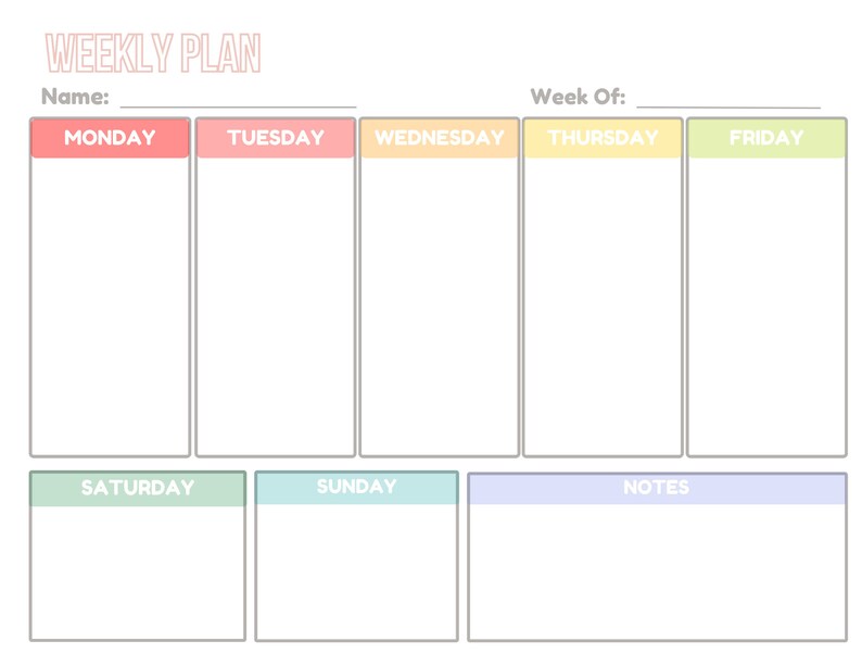 Printable Weekly Schedule for Kids, Homeschool Weekly Schedule, Weekly ...