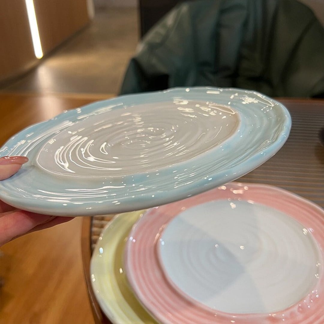 Pastel Colorful Aesthetic Plates Set Unique Trendy Korean Pink - Etsy