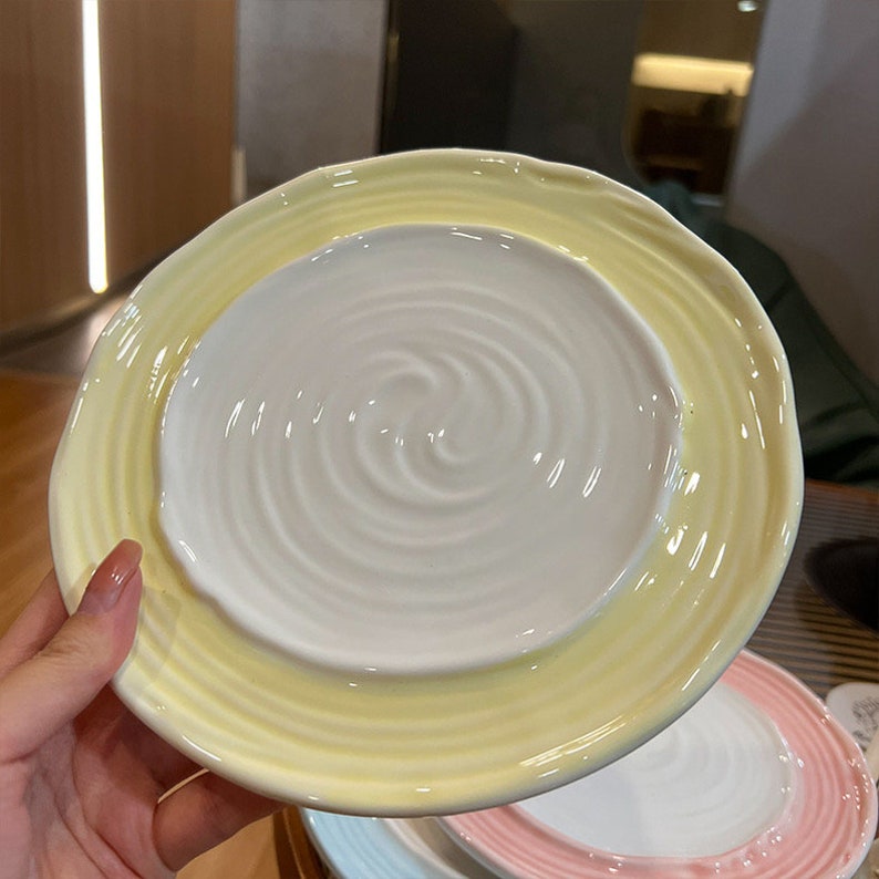 Pastel Colorful Aesthetic Plates Set Unique Trendy Korean Pink - Etsy