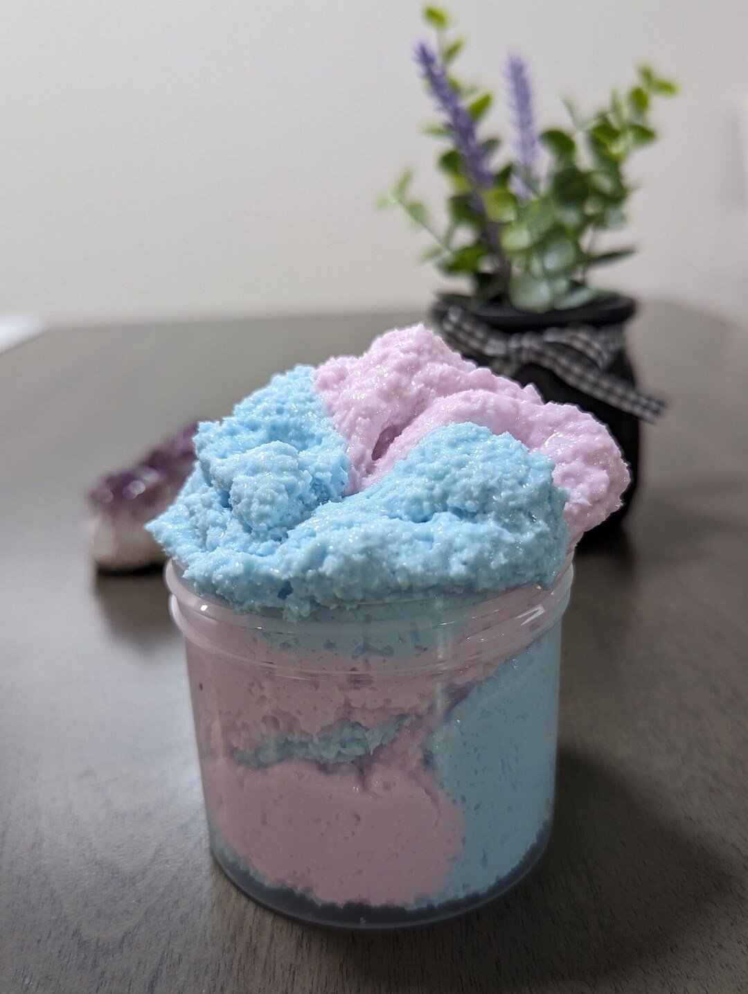 Cotton Candy Pink Blue Scented Snow Fizz Slime Crunchy Fidget Toy ...