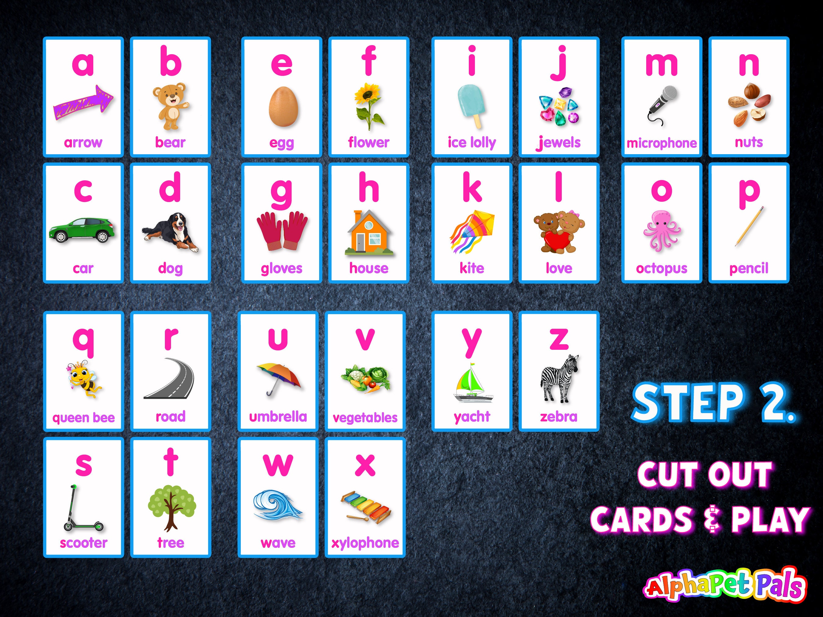 Printable Alphabet Flash Cards Digital Download Lowercase - Etsy