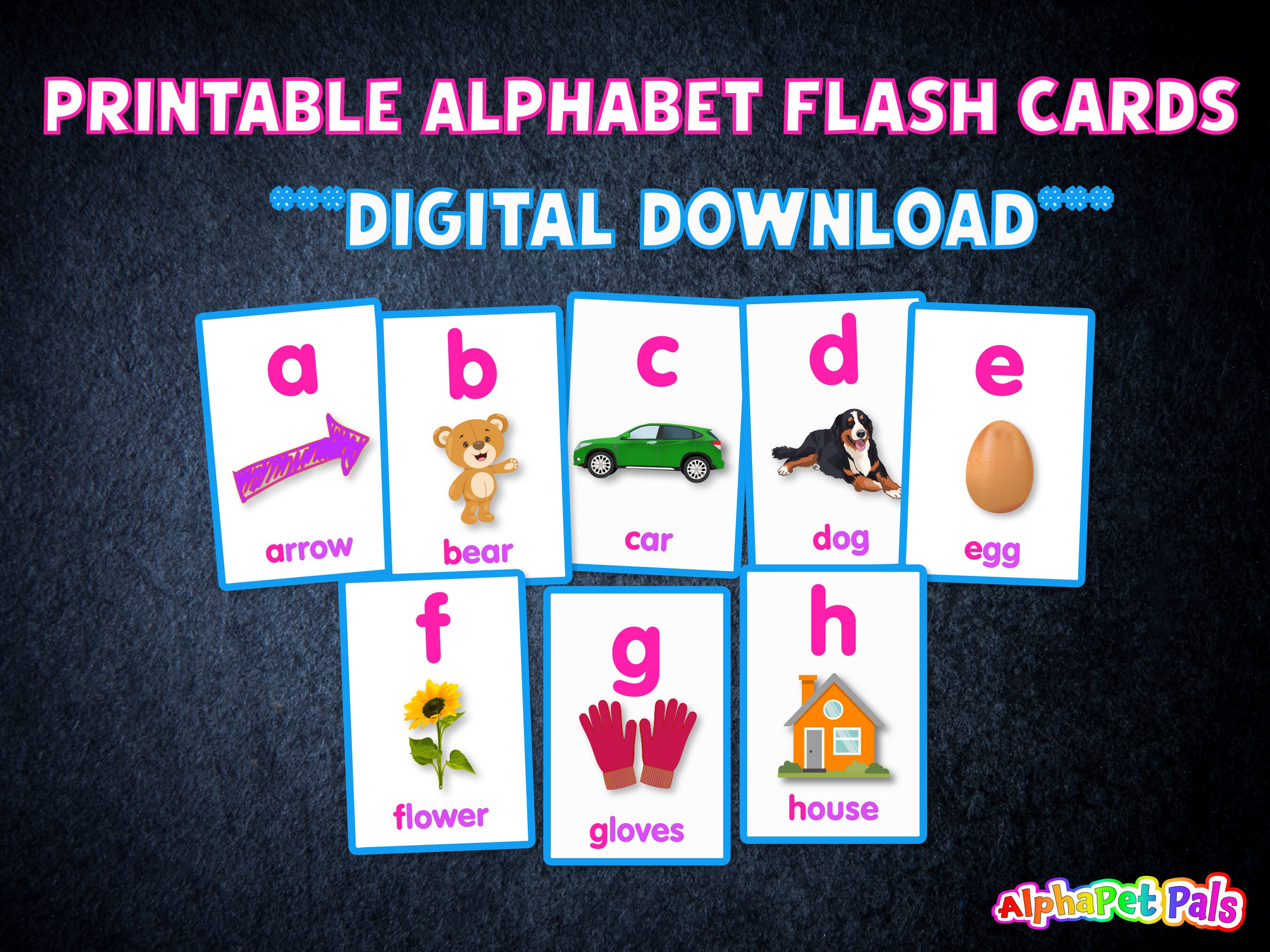 Printable Alphabet Flash Cards Digital Download Lowercase - Etsy