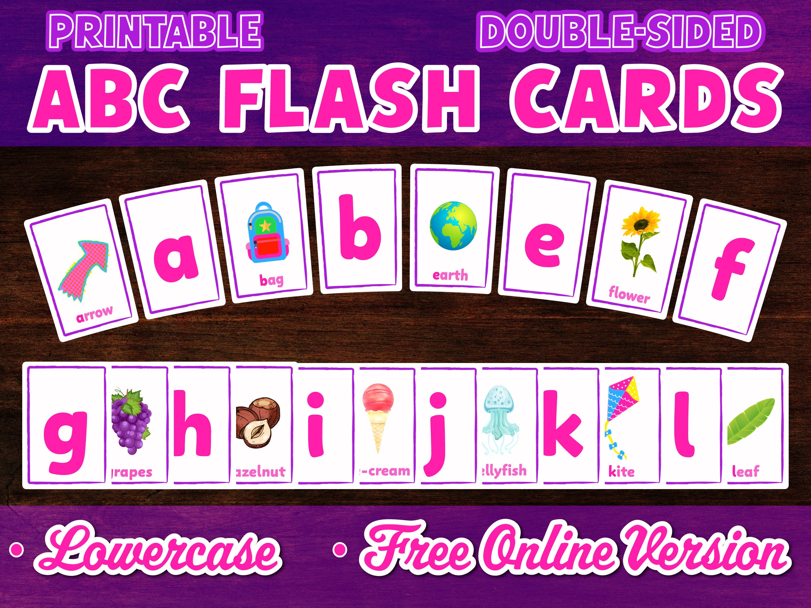 Printable Abc Flash Cards, Alphabet Flashcards, Learn the ABC, Double ...