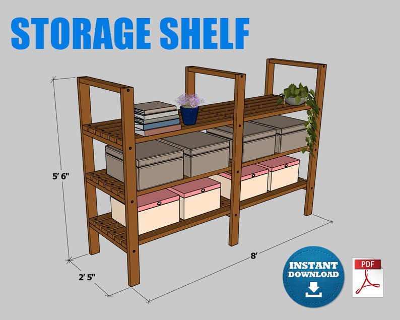 Storage Shelf Build Plan Storage Rack Digital Plan DIY - Etsy