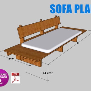 Sofa Build Plan, Modern Bench Digital Plan, DIY Construction Plan - PDF ...