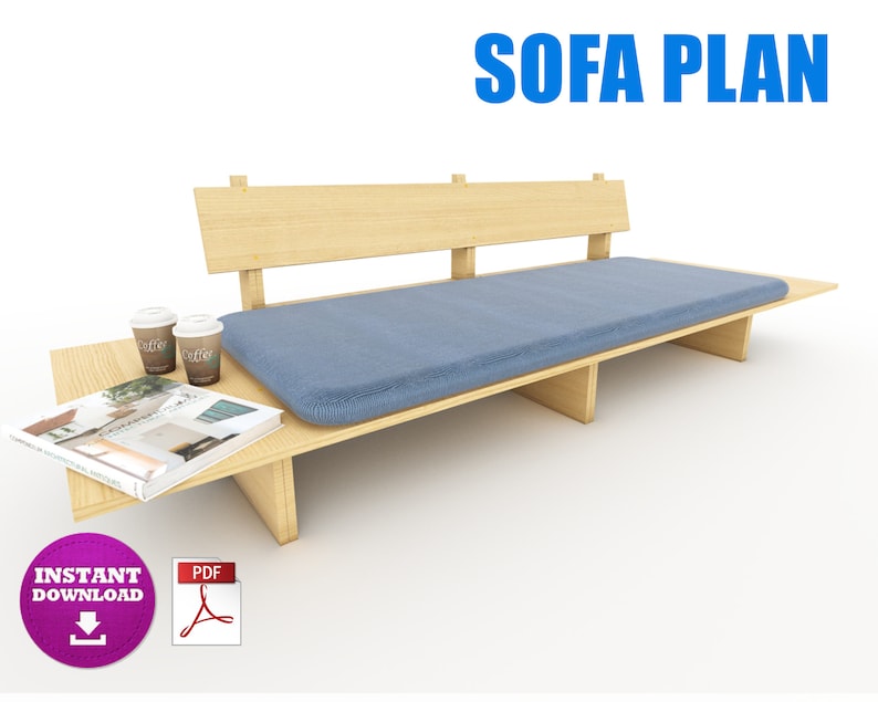Sofa Build Plan, Modern Bench Digital Plan, DIY Construction Plan - PDF ...