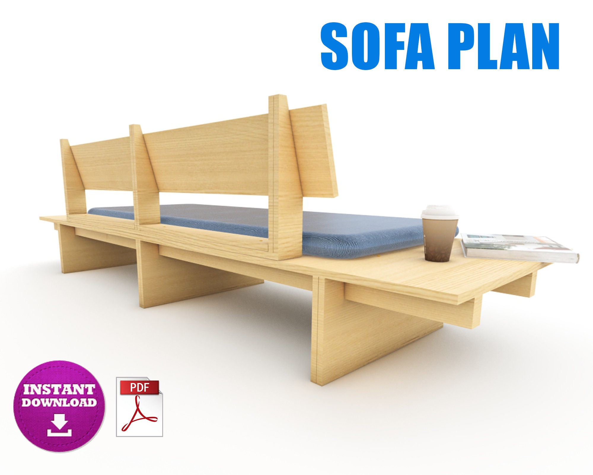 Sofa Build Plan, Modern Bench Digital Plan, DIY Construction Plan - PDF ...