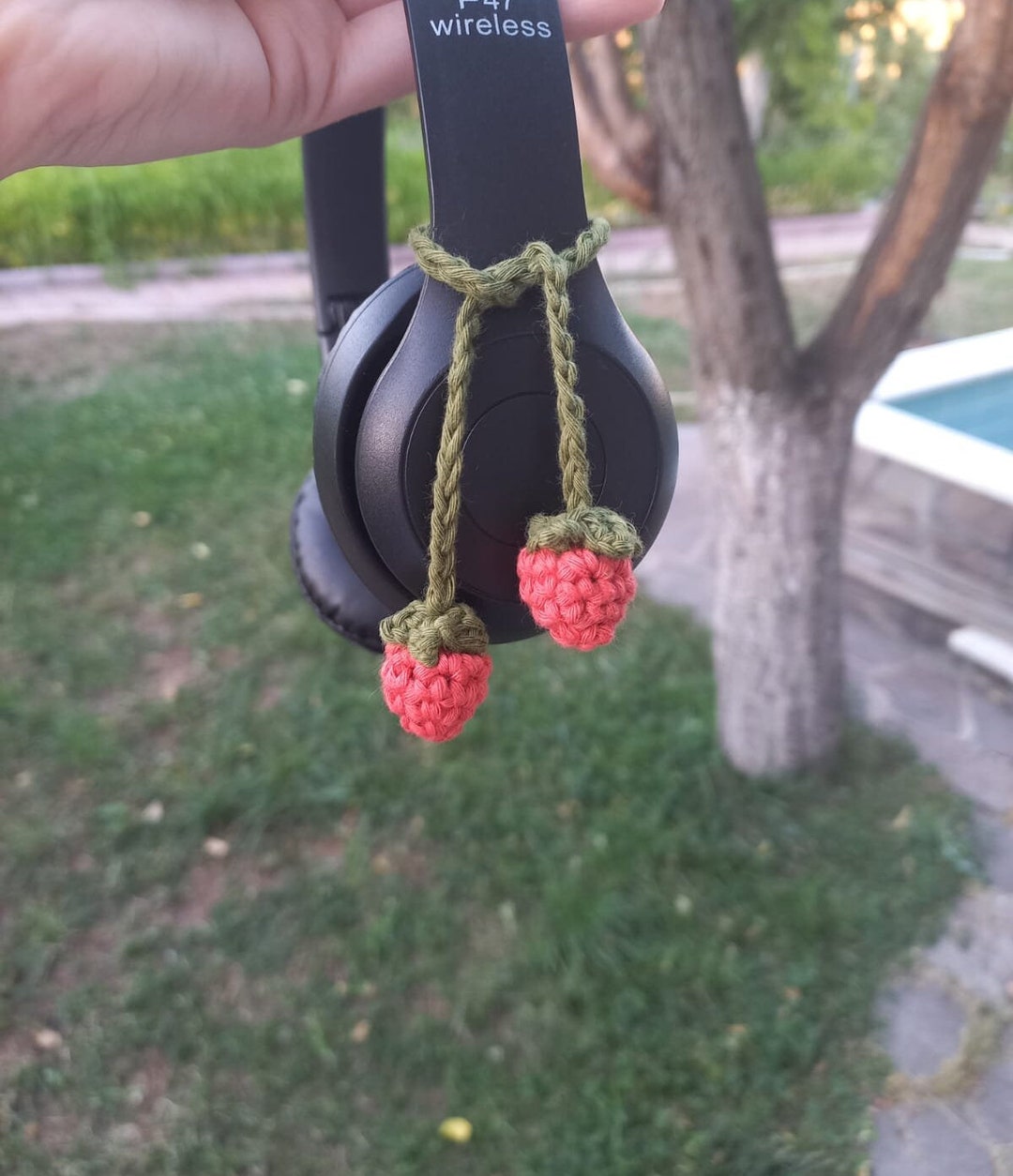 Crochet Tiny Strawberry Headphone Charm Accessory - Etsy