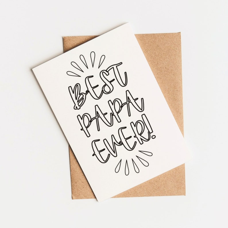 Best Papa Ever Coloring Card, Papa Father's Day Printable Card, Father ...