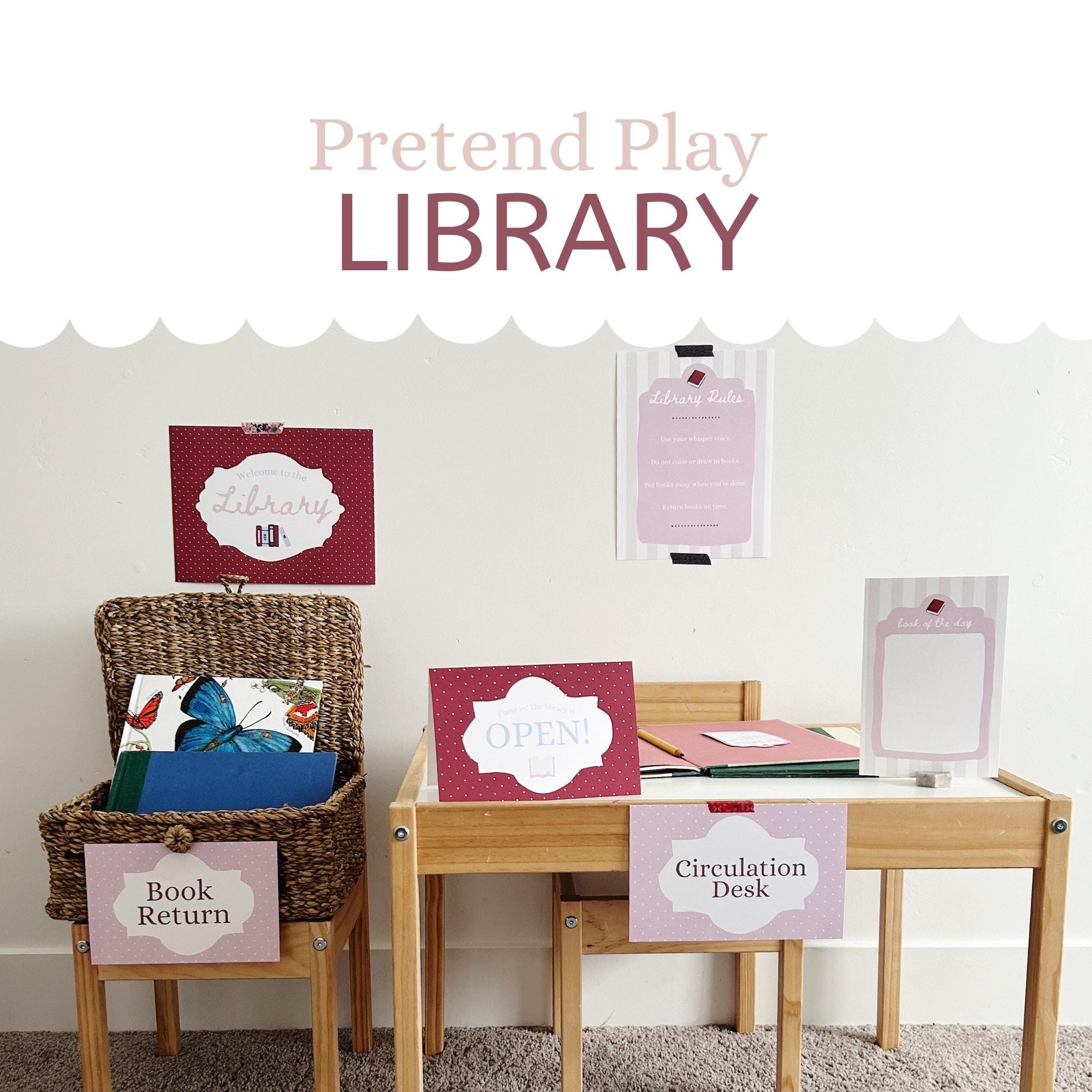 Pretend Play Library, Pretend Library Cards, Dramatic Play Library ...